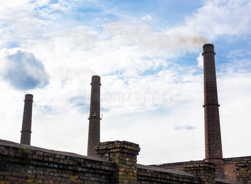 Three Smoke Stacks of the Industrial Plant Stock Image - Image of ...