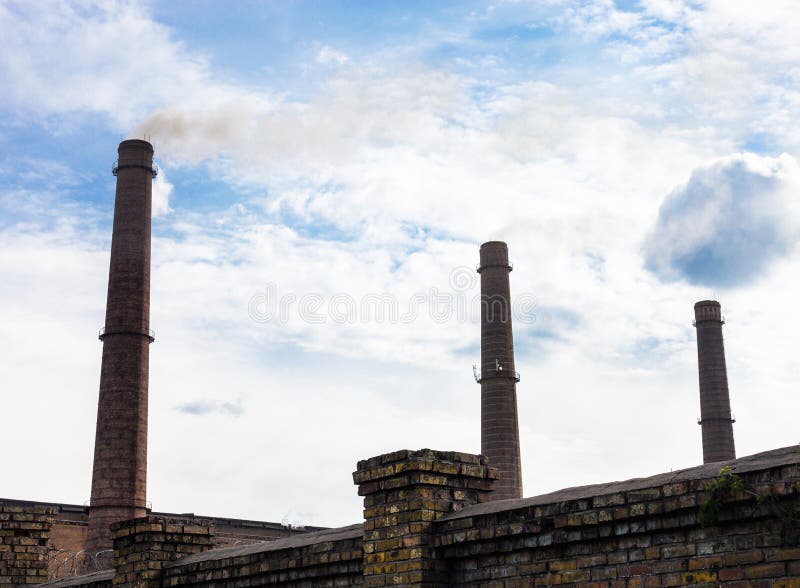 Three Smoke Stacks of the Industrial Plant Stock Image - Image of pipe ...