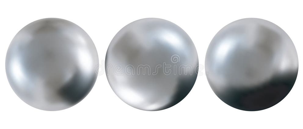 Three Smooth Chrome Spheres are Aligned in a Row, Reflecting Light ...