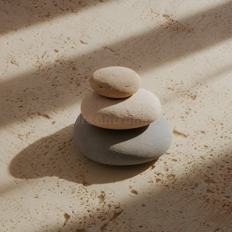 Three Smooth Stones Stacked on Beige Surface Balance and Harmony ...