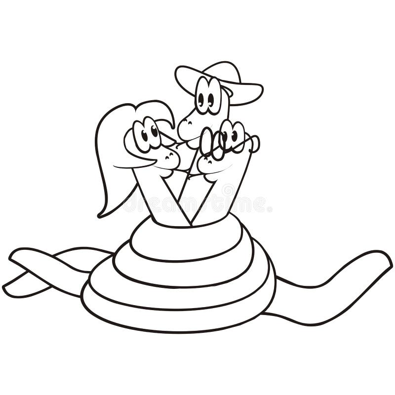 Three Snakes, Coloring Page, Vector Icon Stock Vector - Illustration of ...