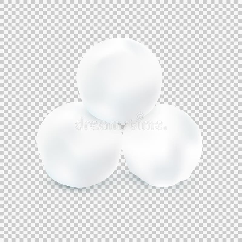 Three Snowballs Isolated on Transparent Background. Vector Illus Stock ...