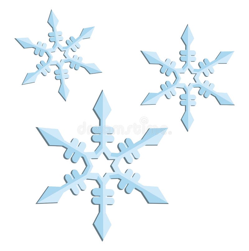 Three Snowflakes and Merry Christmas Stock Vector - Illustration of ...