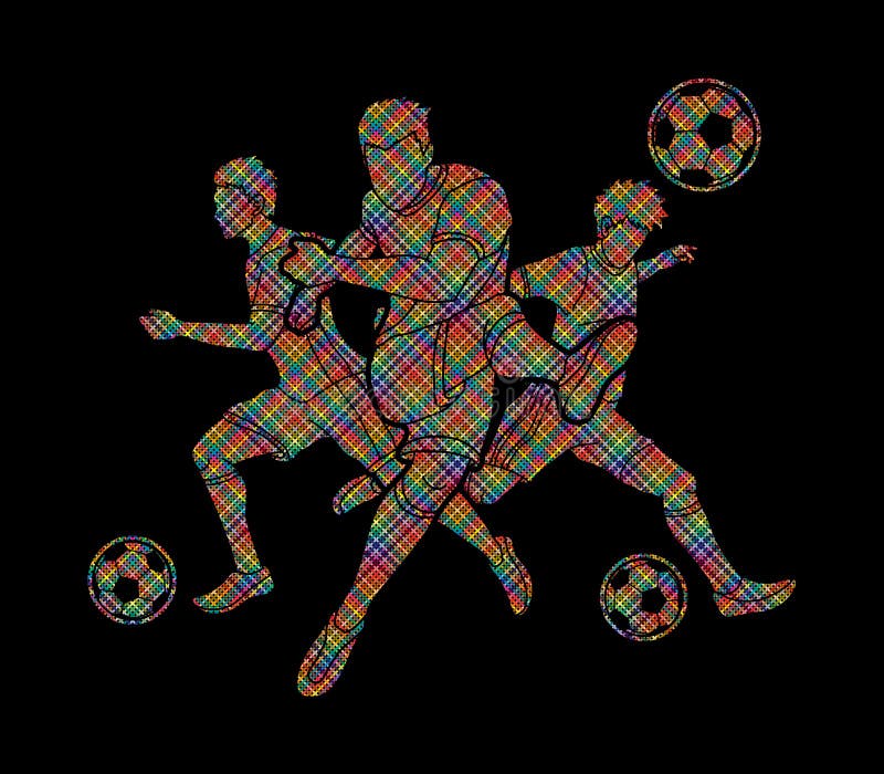 Three Soccer Player Team Composition Graphic Vector Stock Vector ...
