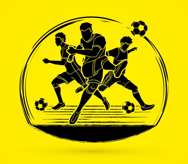 Three Soccer Player Team Composition Graphic Vector Stock Vector ...