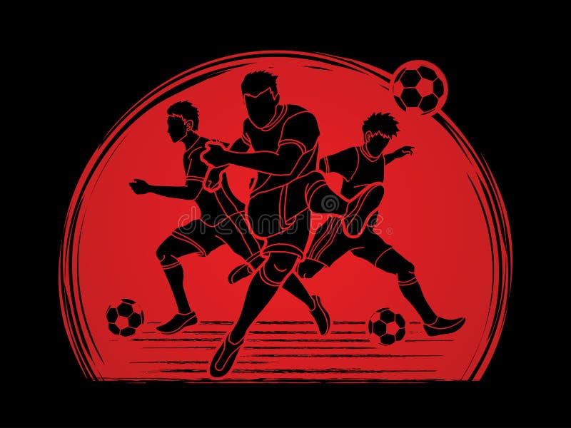 Three Soccer Player Team Composition Graphic Vector Stock Vector ...