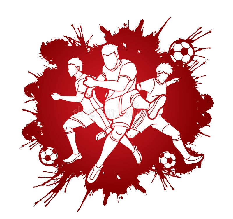 Three Soccer Player Team Composition Graphic Vector Stock Vector ...