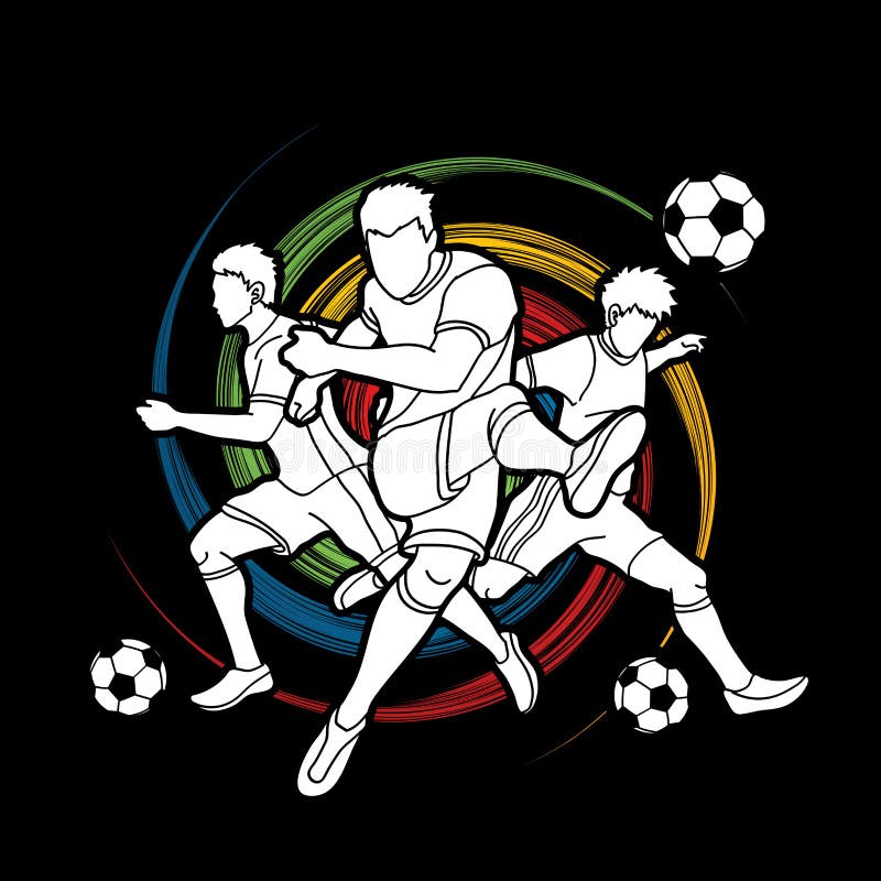 Three Soccer Player Team Composition Graphic Vector Stock Vector ...