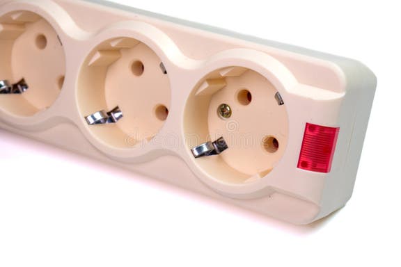 Three-socket Power Strip with Red Indicator Stock Image - Image of ...