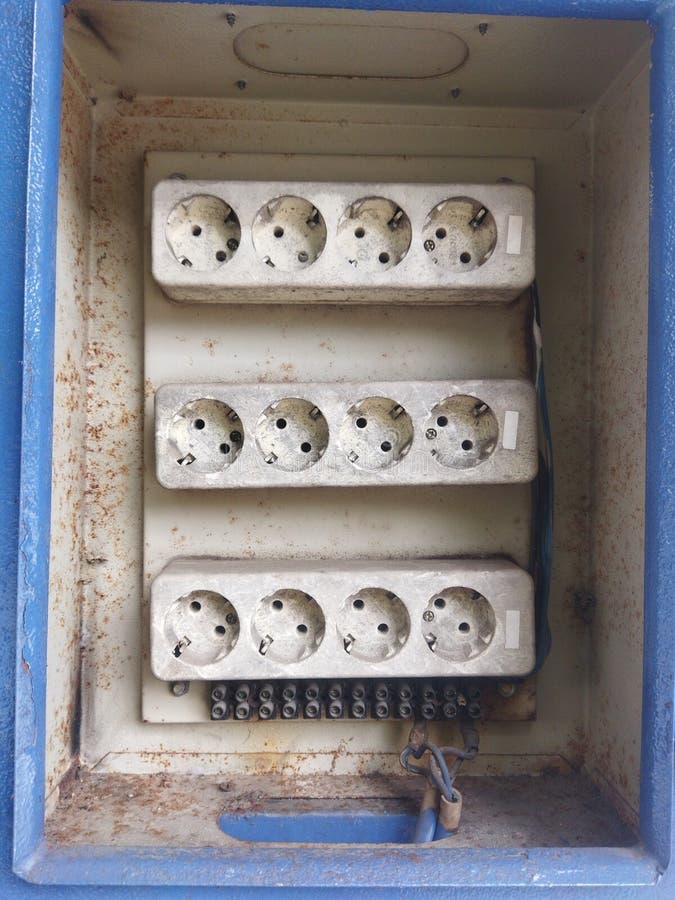Three Sockets with Four Plug Holes in Each Socket Stock Image - Image ...