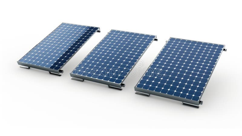 Three Solar Panels Sit on a Clean White Surface Stock Photo - Image of ...