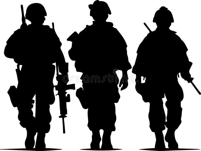 Three Soldier Silhouette Vector Design. AI Generated Illustration Stock ...