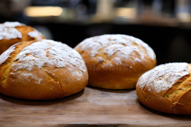 Three Sourdough Bread at the Table Stock Illustration - Illustration of ...
