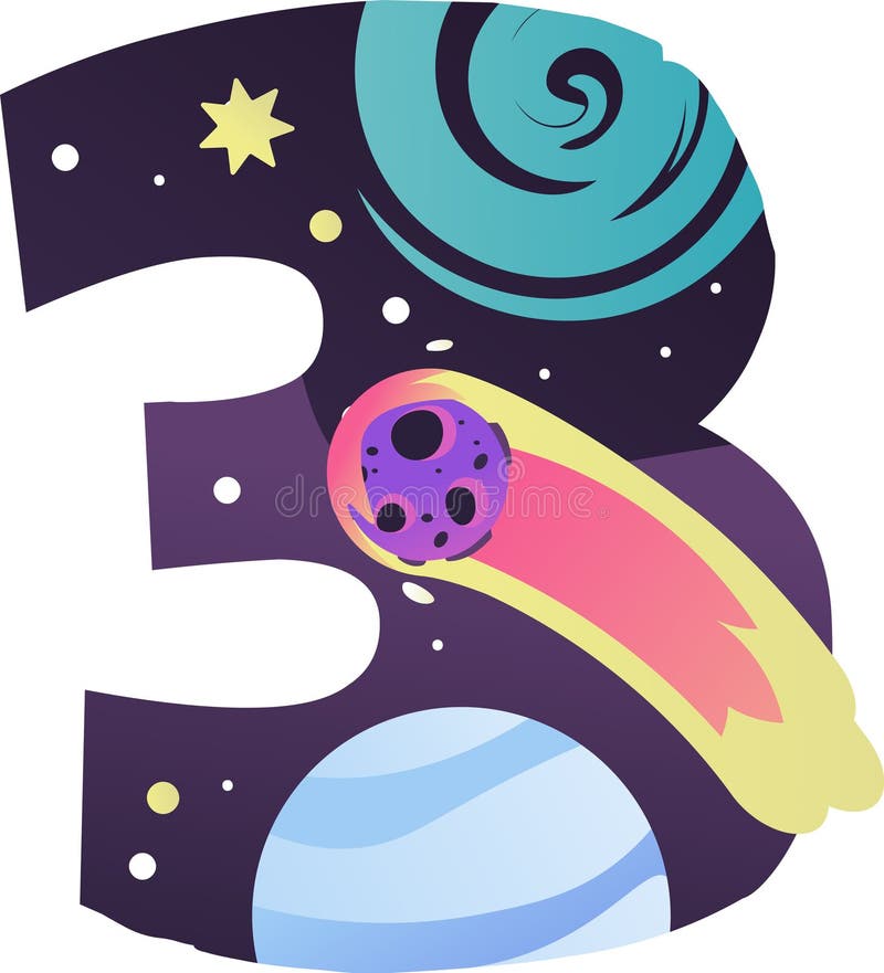 Three Space Number stock vector. Illustration of digital - 353255203