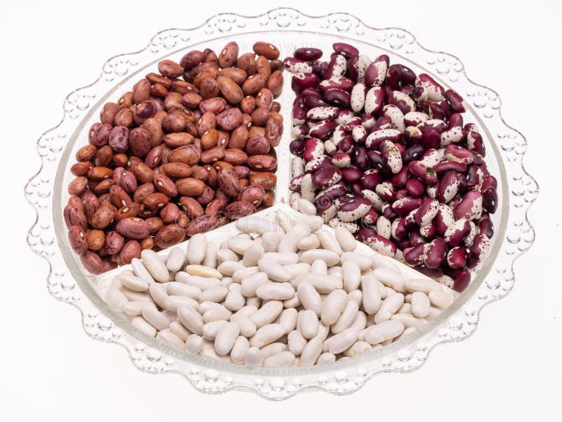 Three Species of Beans on a Glass Plate. Stock Photo - Image of plate ...