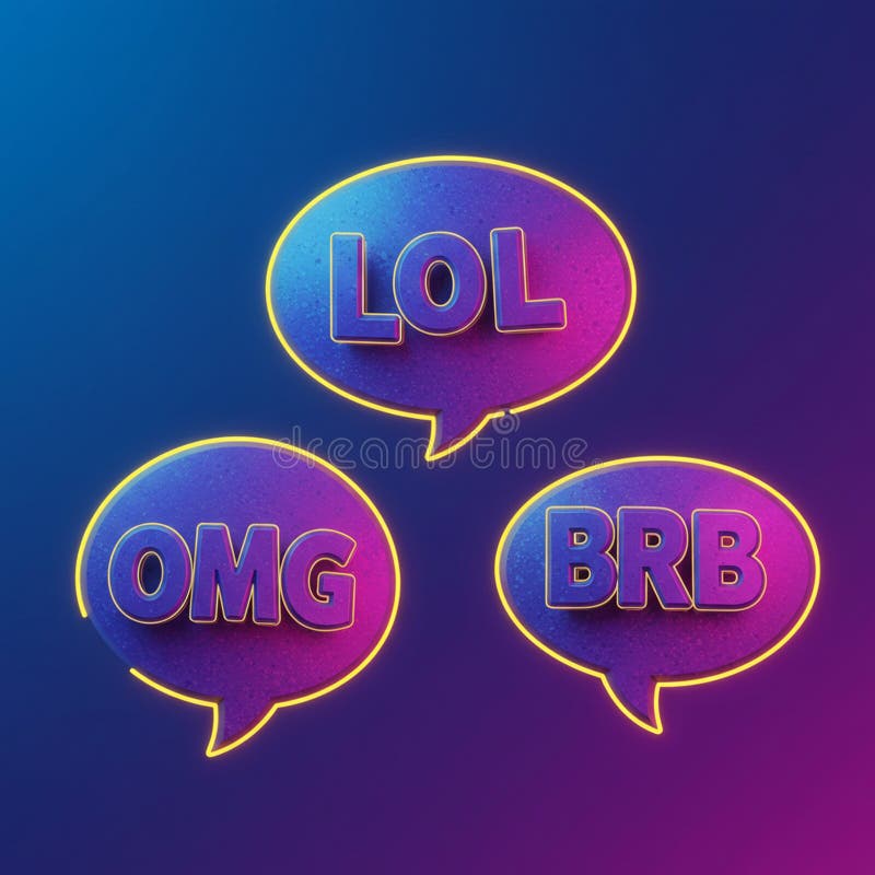 Three Speech Bubbles Display the Acronyms "LOL," "OMG," and "BRB" in a ...