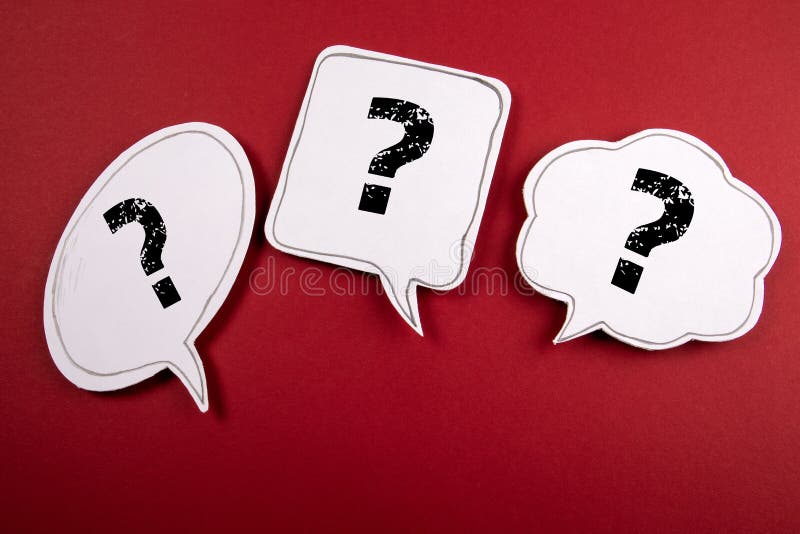 Three Speech Bubbles with Question Marks on a Red Background Stock ... Three Speech Bubbles with Question Marks on a Red Background Stock ...
