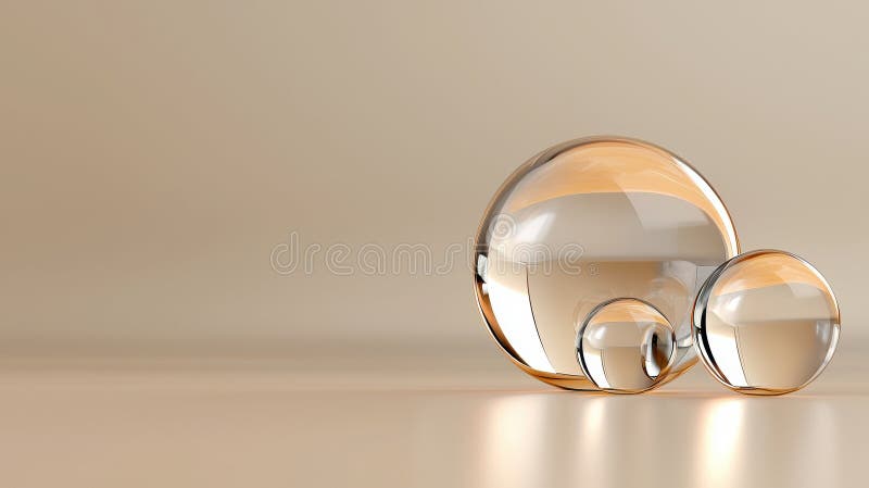 Three Spheres of Varying Sizes are Arranged in a Row on a Light Brown ...