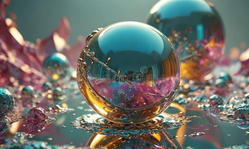 Three Spherical Objects, Each with Unique Color and Pattern, are ...