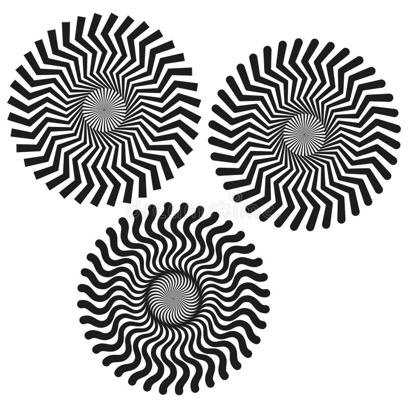 Three Spiral Shapes. Wavy Black Pattern. Optical Motion Design Stock ...