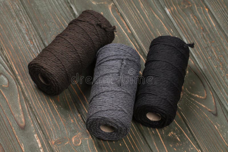 Three Spools of Cotton Ropes of Different Colors. Stock Image - Image ...