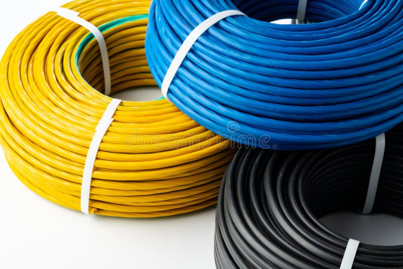 Three Spools of Electrical Wire on White Background Stock Photo - Image ...