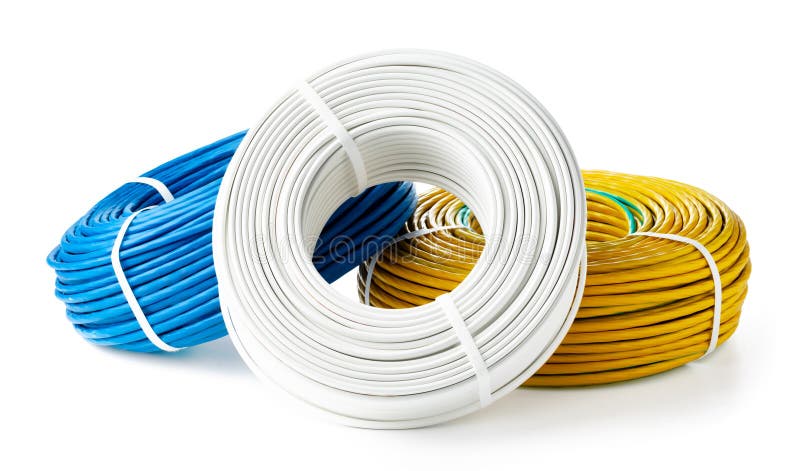 Three Spools of Electrical Wire on White Background Stock Photo - Image ...