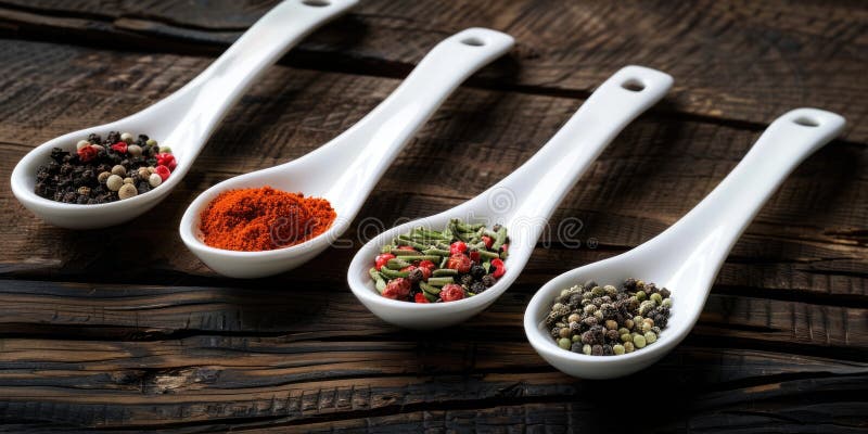 Three Spoons Filled with Different Kinds of Spices. Great for Culinary ...
