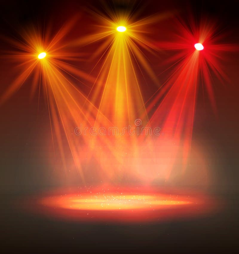 Three Spotlight on Stage with Smoke and Light. Stock Vector ...