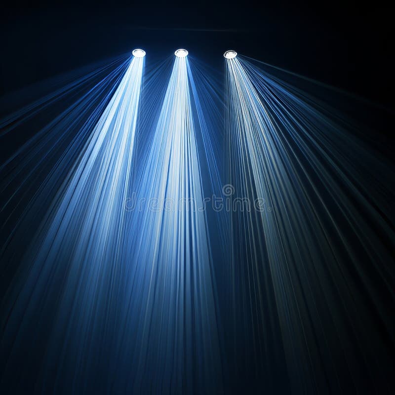 Three Spotlights, Bright Lights, Illumination in the Dark, Beams of ...