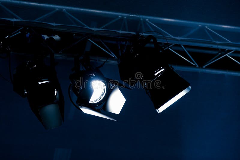 Three Spotlights at a Cross Bar Stock Photo - Image of equipment, lamp ...