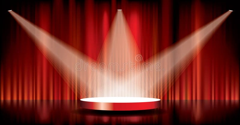 Three spots red podium stock illustration. Illustration of searchlight ...