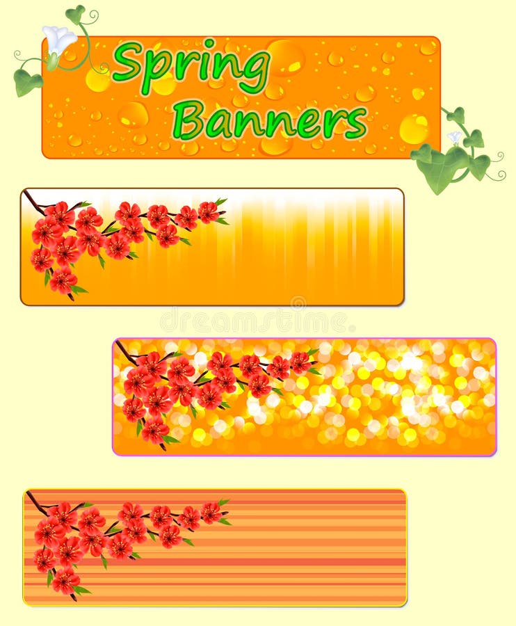 Three Spring Banners with Spring Flowers. Stock Vector - Illustration ...