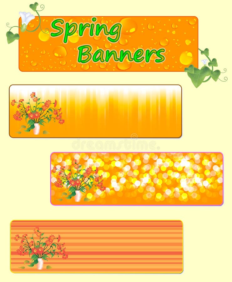 Three Spring Banners with Spring Flowers. Stock Vector - Illustration ...