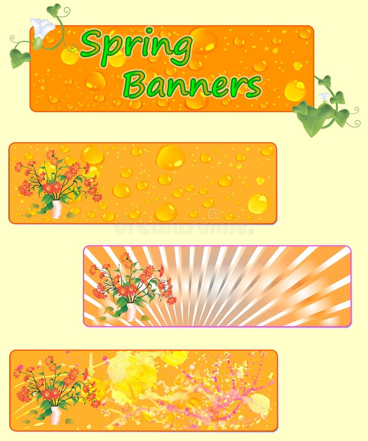 Three Spring Banners with Spring Flowers. Stock Vector - Illustration ...