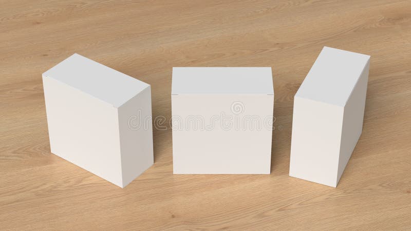 Three Square Boxes Mock Up. BBB Gift Boxes on Wooden Background. Front ...