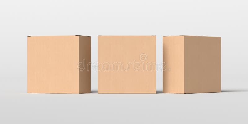 Three Square Boxes Mock Up. Cardboard Gift Boxes on White Background ...