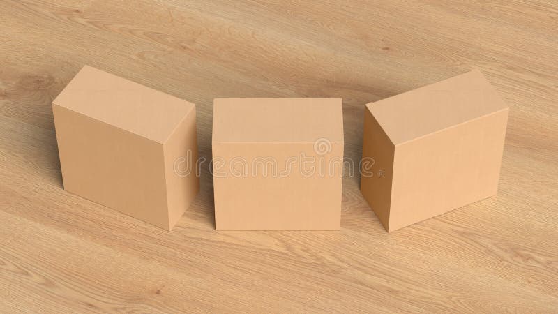 Three Square Boxes Mock Up. Cardboard Gift Boxes on Wooden Background ...