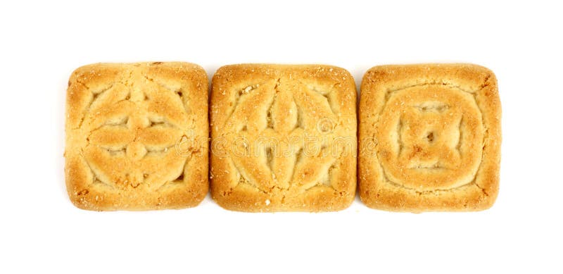 Two Square Cookies Isolated on White Background. Stock Image - Image of ...