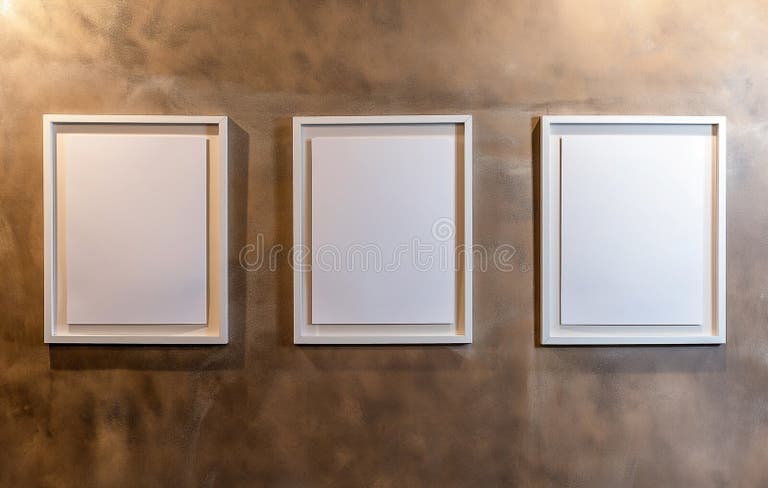 Three Square Frames on a Wall with Empty Space for Insert Text or ...