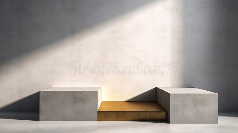 Three Square Geometric Design Step Concrete Podium. Stock Photo - Image ...
