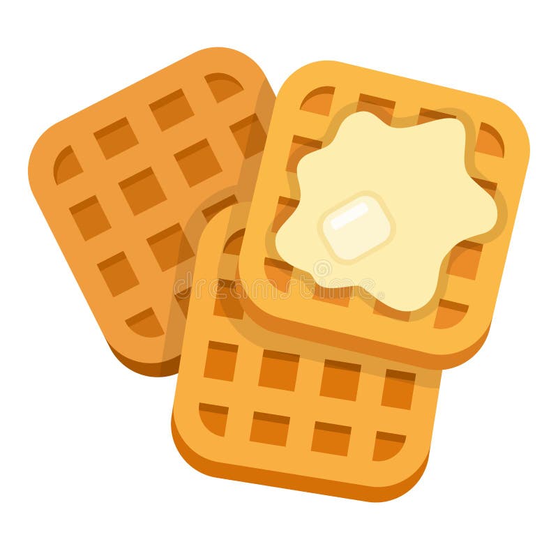 Three Waffles with Butter Vector Icon Flat Isolated Stock Vector ...
