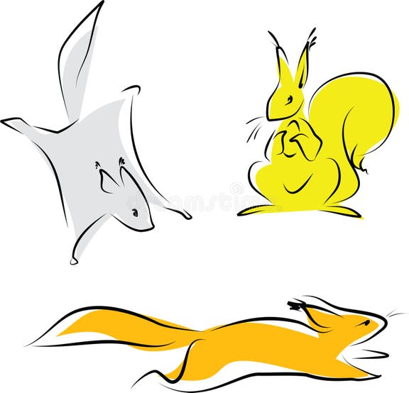 Three squirrels stock vector. Illustration of pteromyini - 10625739