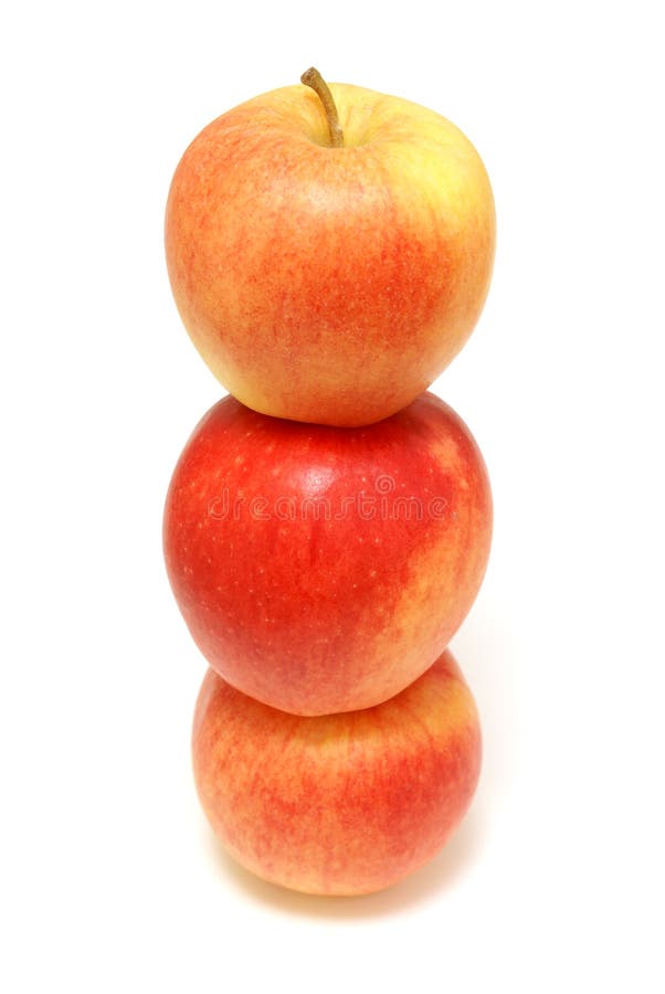 Three Stacked Apples stock image. Image of stem, produce - 8013881