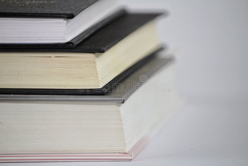 Three Stacked Books on White Background Stock Image - Image of study ...