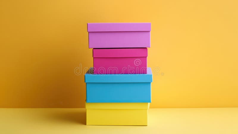 Three Stacked Boxes Each in a Different Color Stock Illustration ...