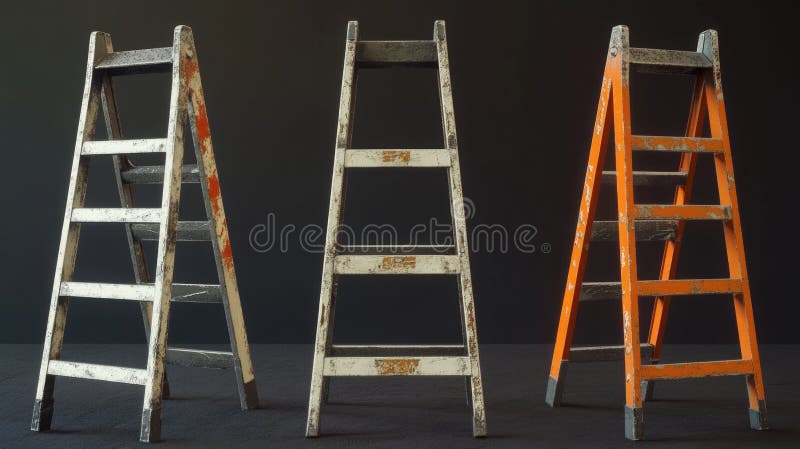 Three Stacked Ladders Placed Together, Perfect for DIY Projects or ...