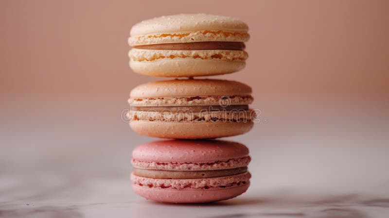 Three Stacked Macarons Pastel Colors Soft Background Stock Photos ...