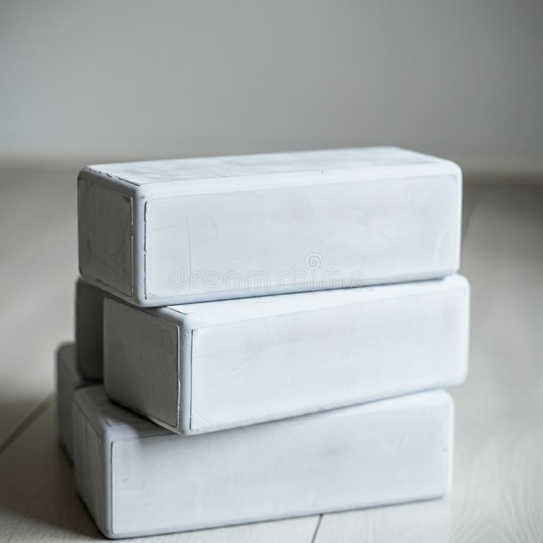 Three Stacked Rectangular Yoga Blocks Made of Dense Foam, Featuring a ...