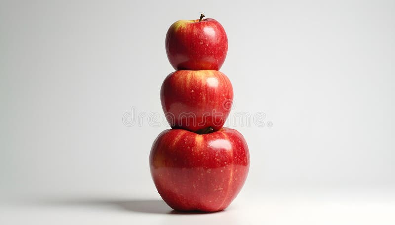 Three Stacked Red Apples Create an Eye-catching Display Against a ...